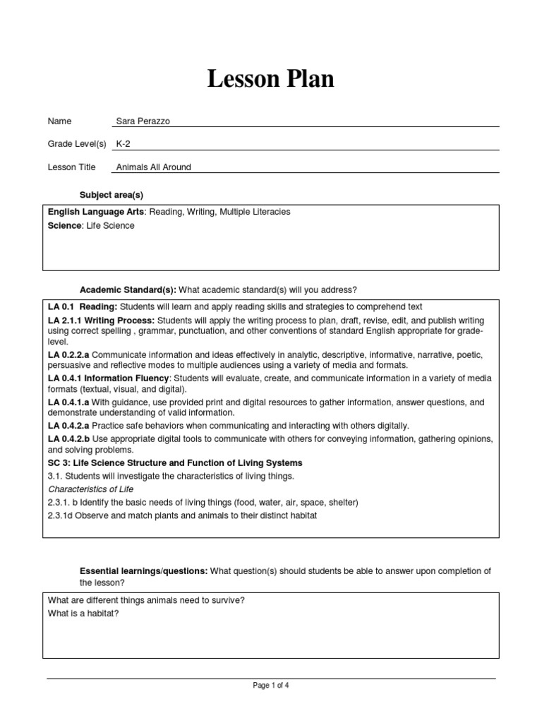 Lesson Plan: Characteristics of Life | PDF | Educational Assessment ...