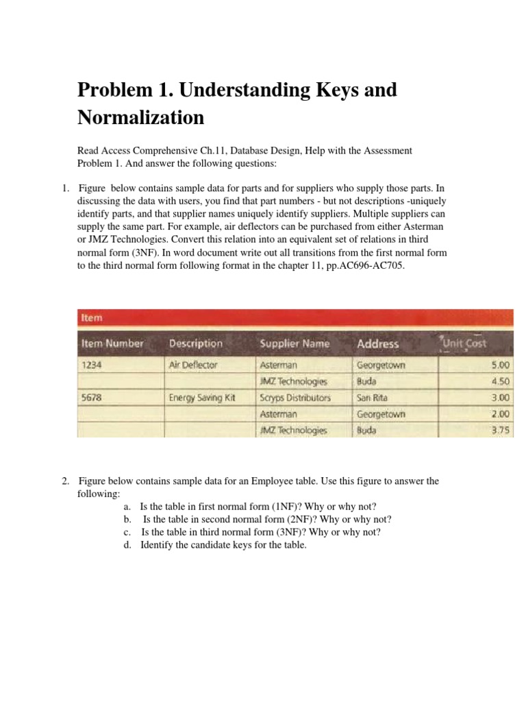 Problem 1. Understanding Keys and Normalization | PDF