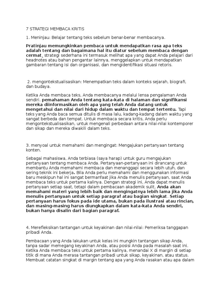 7 Strategi Membaca Kritis | PDF