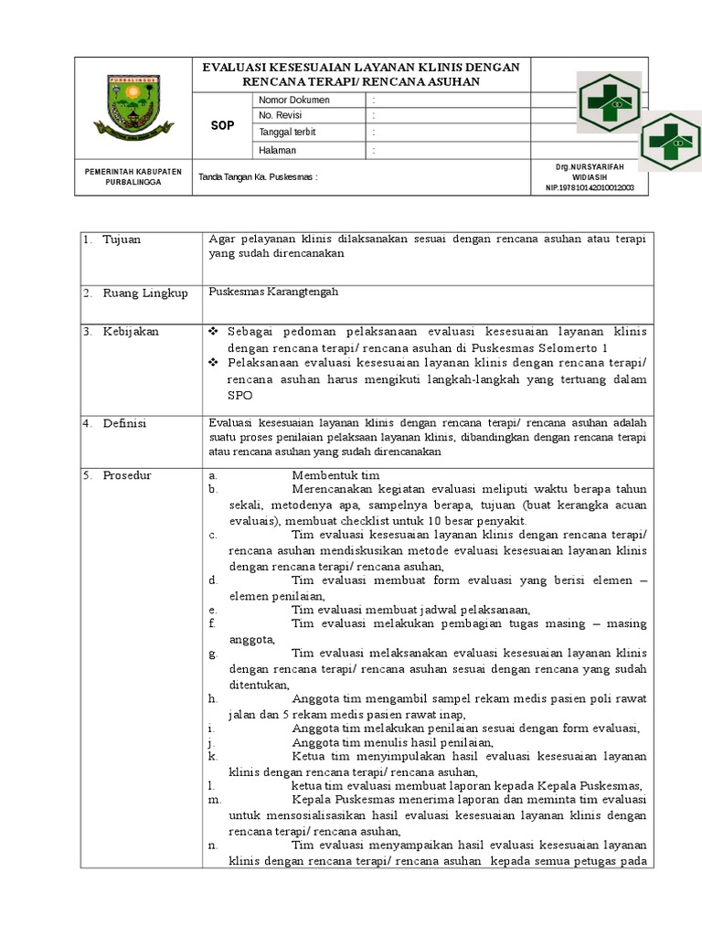 SOP Evaluasi Layanan Klinis | PDF