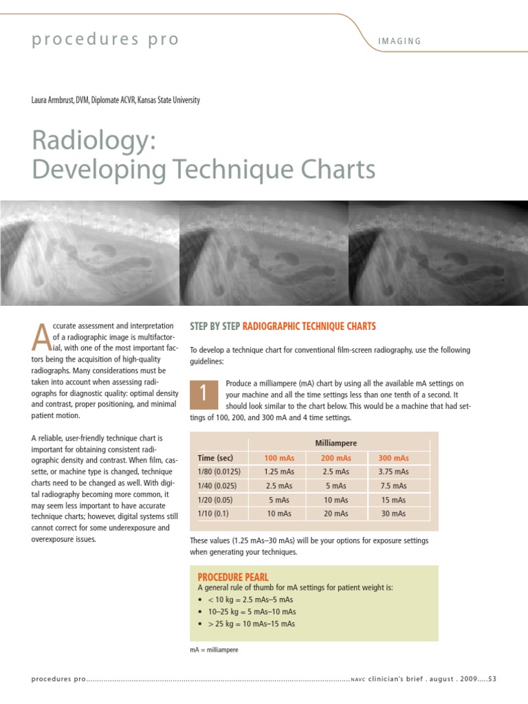 Radiology Developing Technique Charts | Exposure (Photography) | Radiology