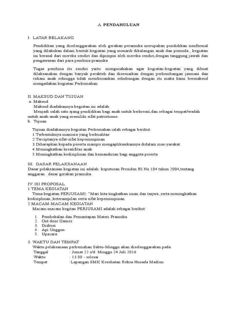 Contoh Proposal Kegiatan Persami | PDF