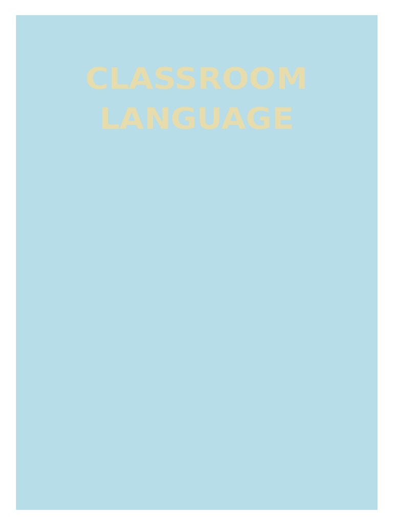 Classroom Language | PDF | Vocabulary | Emotions