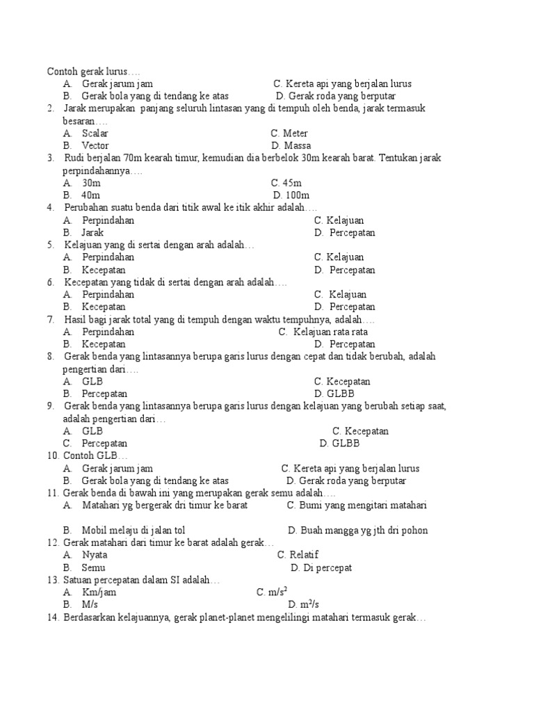Contoh dan Penjelasan Gerak Lurus | PDF