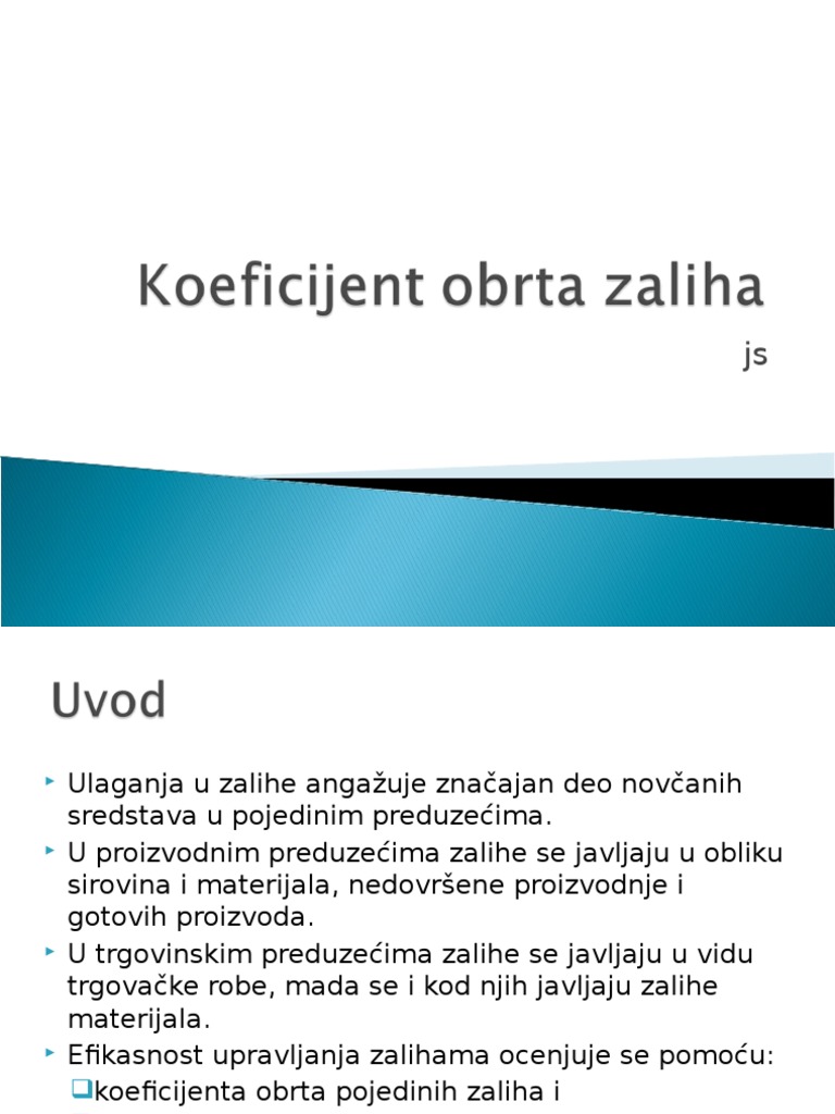 Koeficijent Obrta Zaliha | PDF