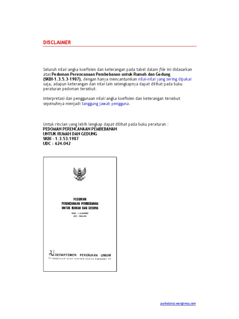 SKBI 1.3.53.1987 Pedoman Peren Pembebanan U - Rumah - Gedung - PPIURG 1987 - Rangkuman PDF | PDF ...