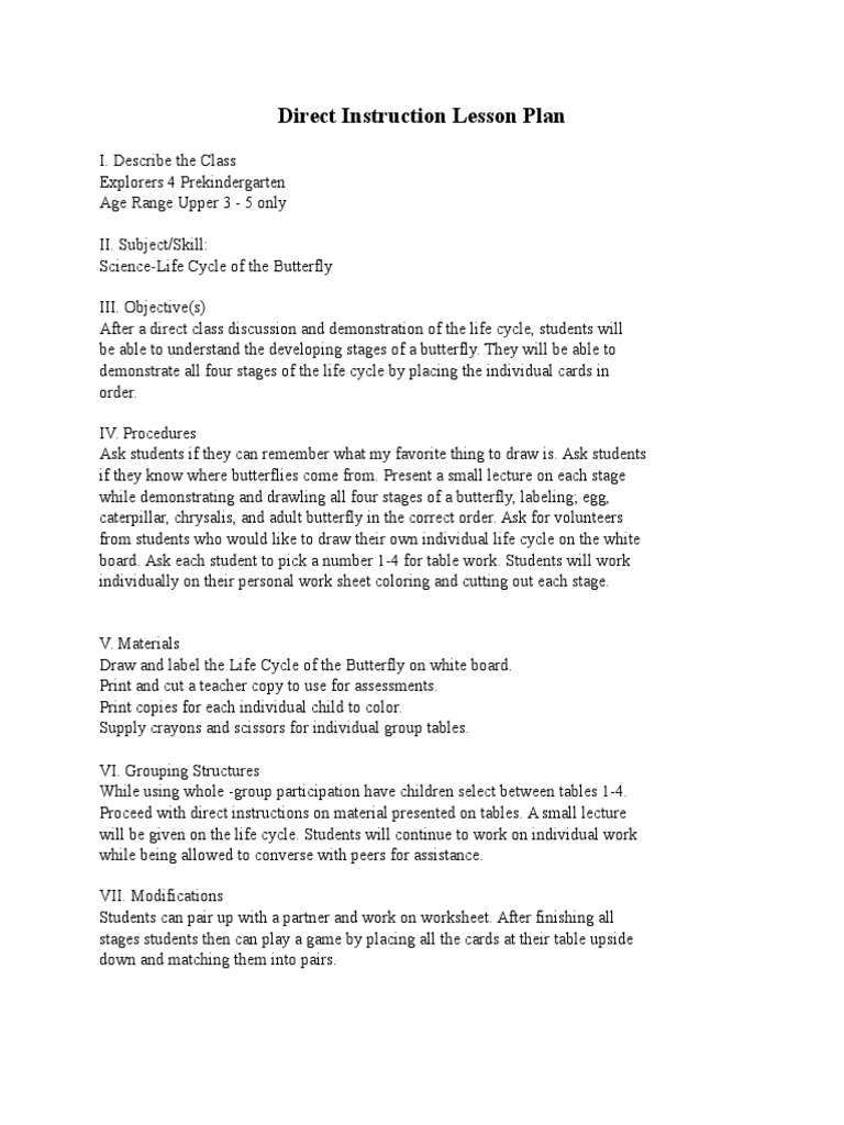 Direct Instruction Lesson Plan | PDF