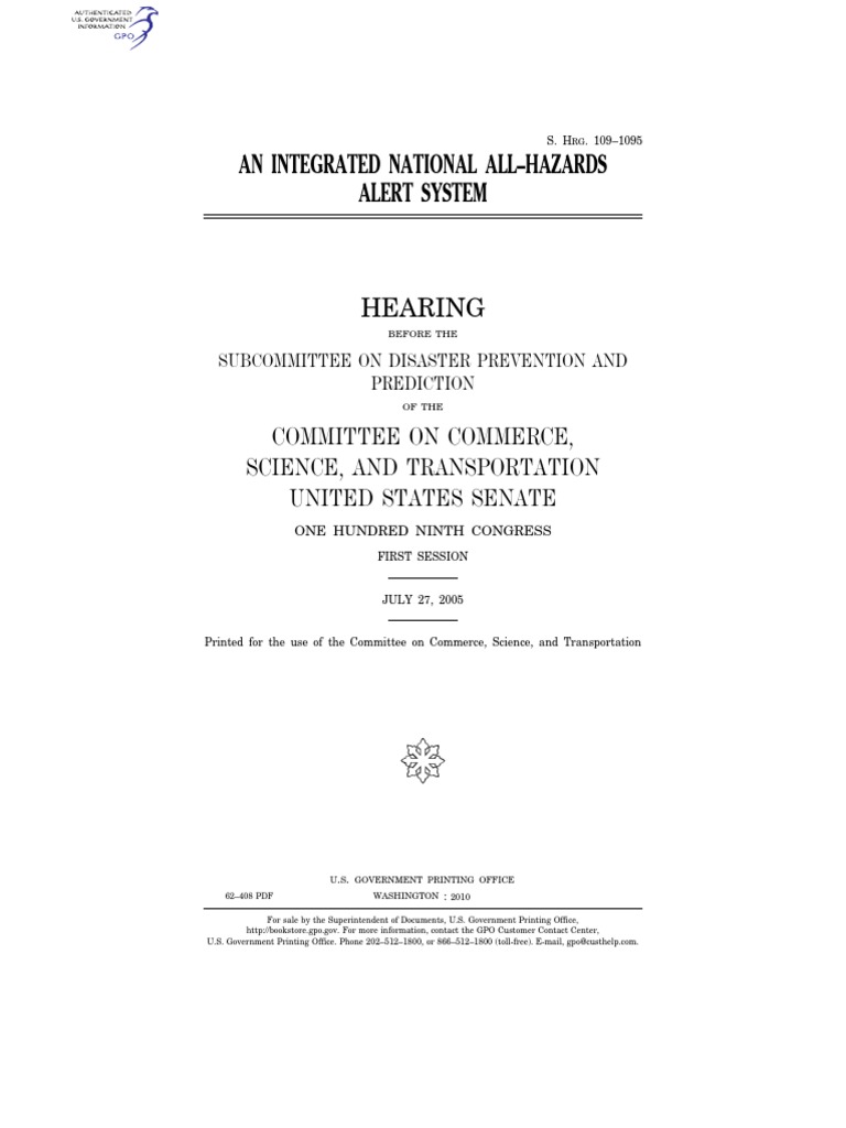 An Integrated National All-Hazards Alert System: Hearing | PDF ...