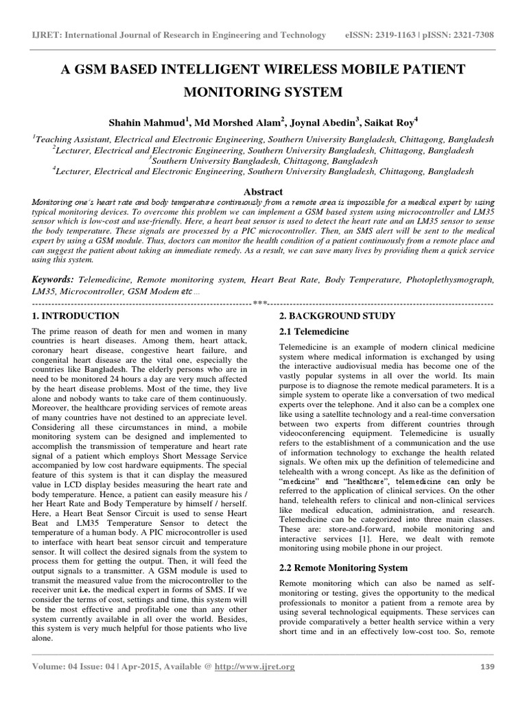 A GSM Based Intelligent Wireless Mobile Patient Monitoring System PDF ...
