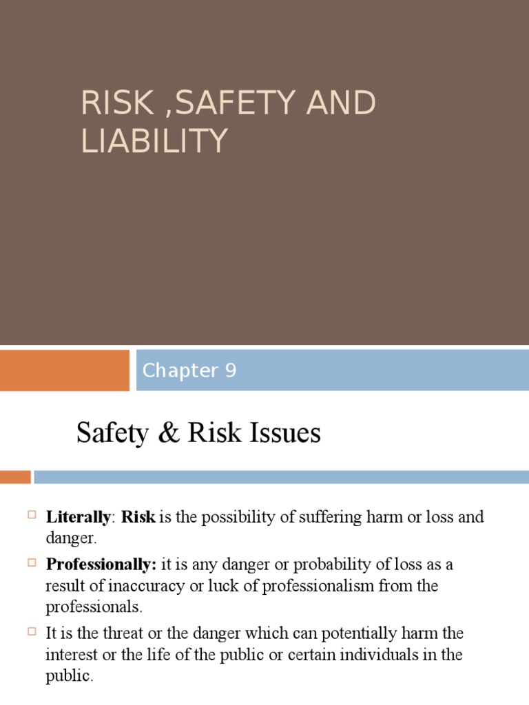 Risk, Safety and Liability | PDF | Safety | Risk
