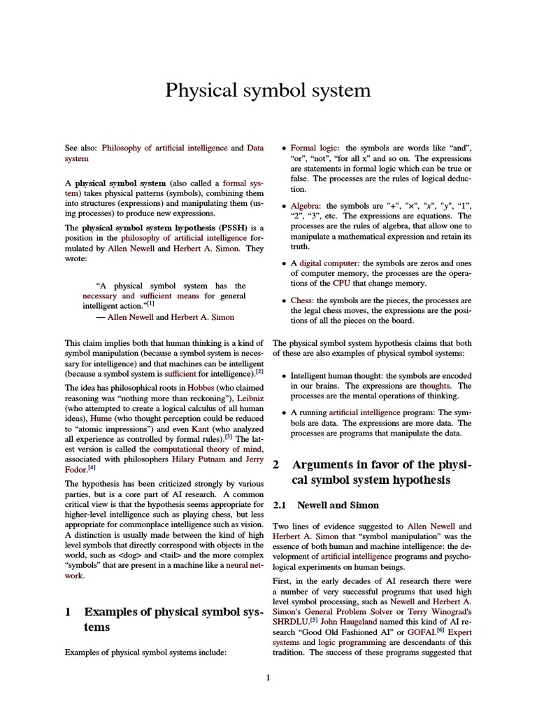 Physical Symbol System | Download Free PDF | Cognitive Science ...