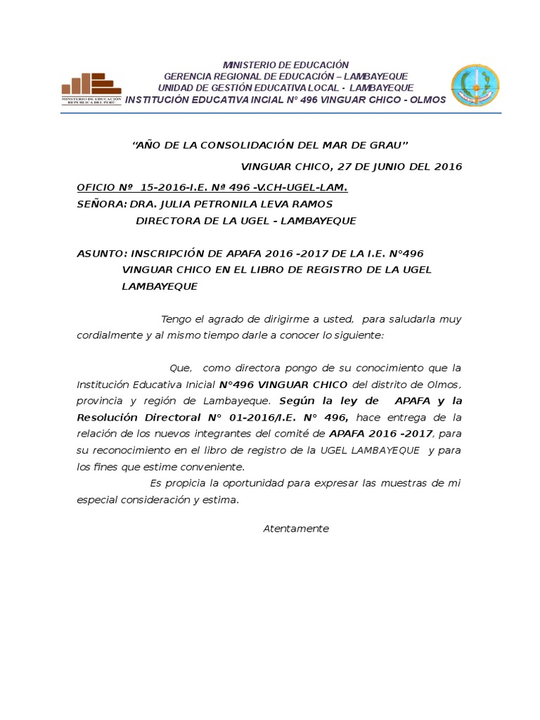 Oficio y Resolucion de Apafa Y CONEI | PDF | Elecciones | Democracia