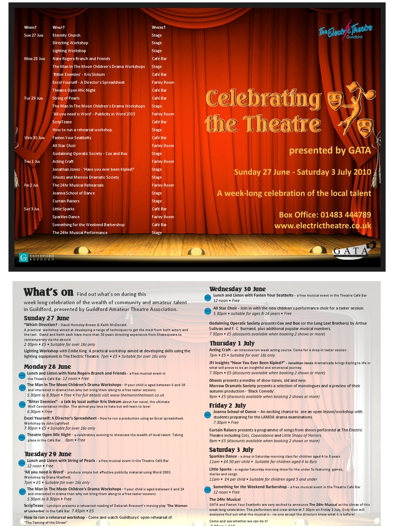 Celebrating The Theatre Brochure | PDF | Theatre | Performing Arts