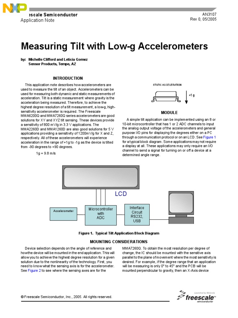 Measuring Tilt With Low-G Accelerometers: Application Note | PDF ...
