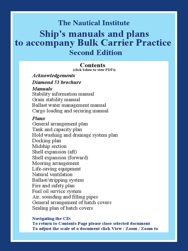 Ship's Manuals and Plans To Accompany Bulk Carrier Practice: Second ...