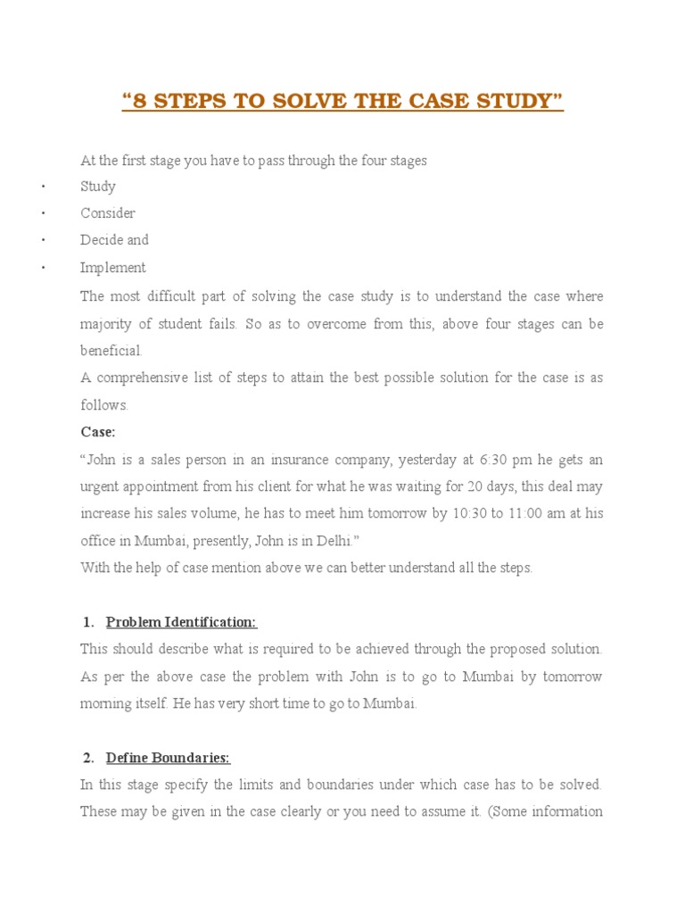 8 Steps To Solve The Case Study Pdf Cognition Business