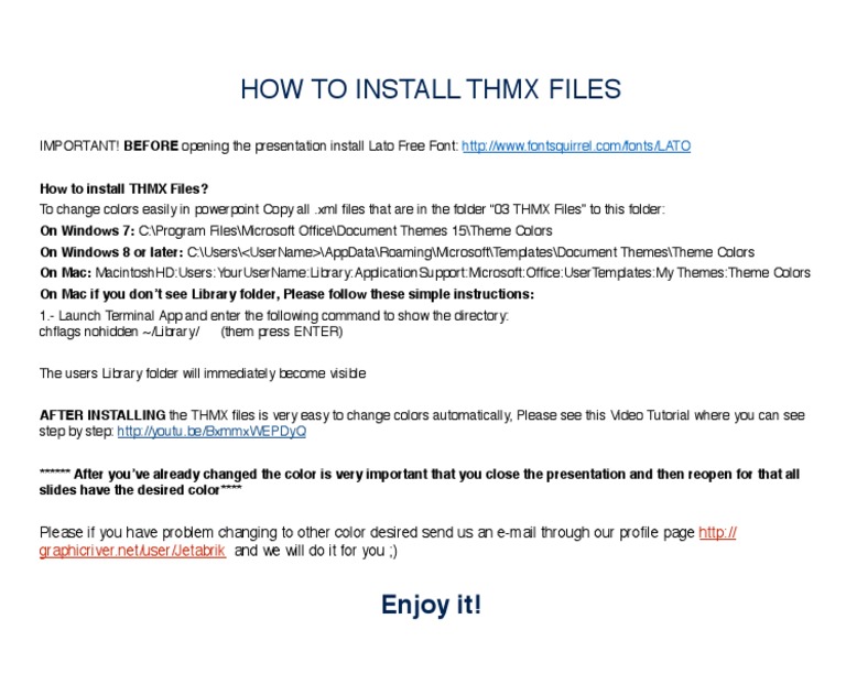 How To Install THMX Files!: Enjoy It! | PDF | Directory (Computing ...