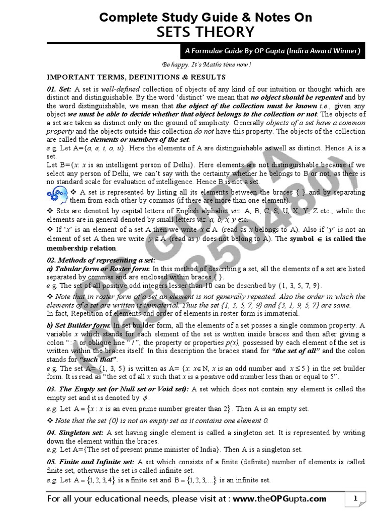 Sets Theory Complete Study Guide Notes On Pdf Set Mathematics
