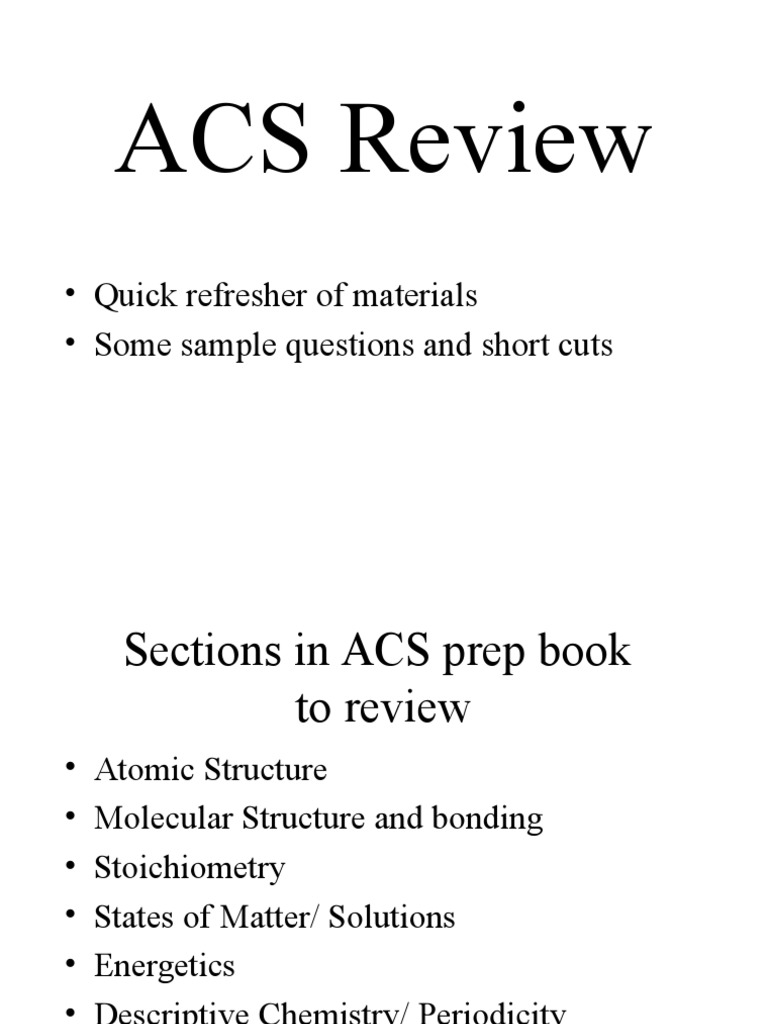 ACS Chem Test Prep | PDF | Chemical Bond | Mole (Unit)