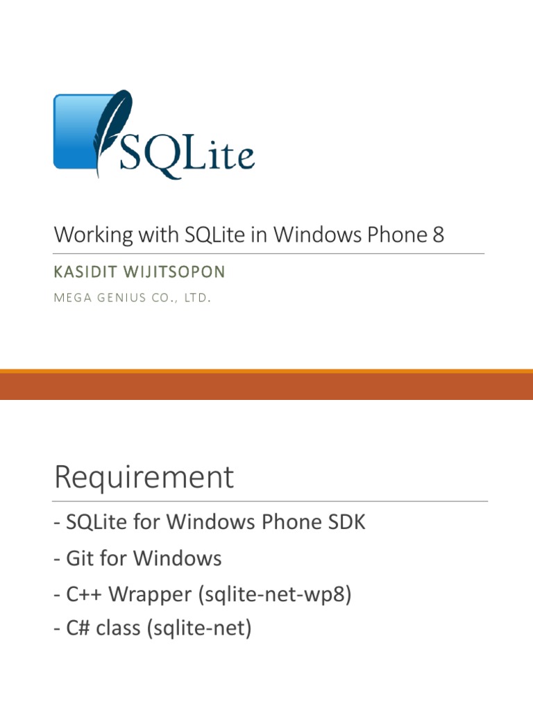 SQLite in Windows Phone 8 | PDF | Operating System Families | Data Management