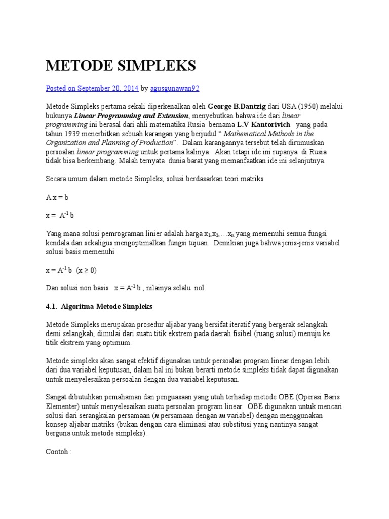 Metode Simpleks | PDF