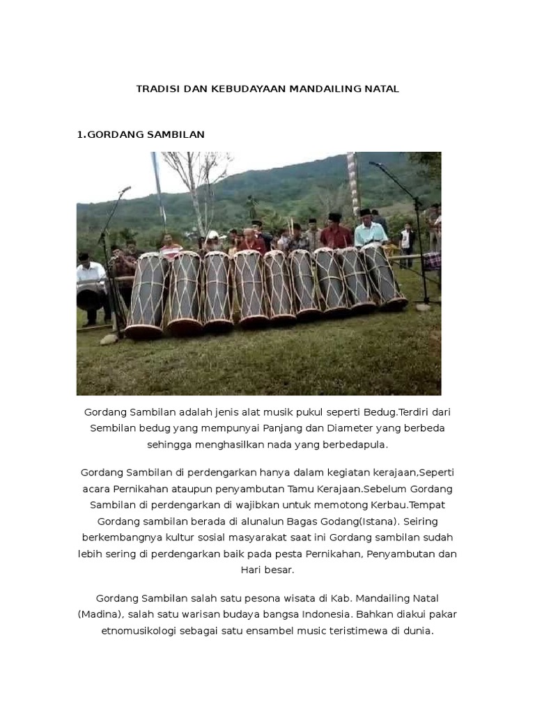 Tradisi Dan Kebudayaan Mandailing Natal | PDF