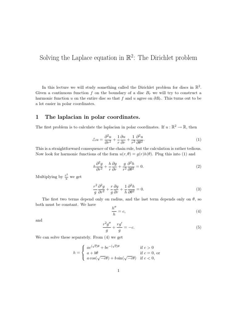 Solving The Laplace Equation in R: The Dirichlet Problem | PDF ...