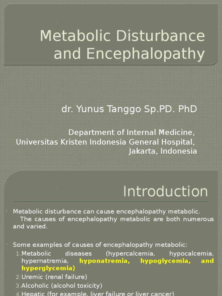 Metabolic Disturbance and Encephalopathy | PDF | Hypoglycemia | Blood Sugar