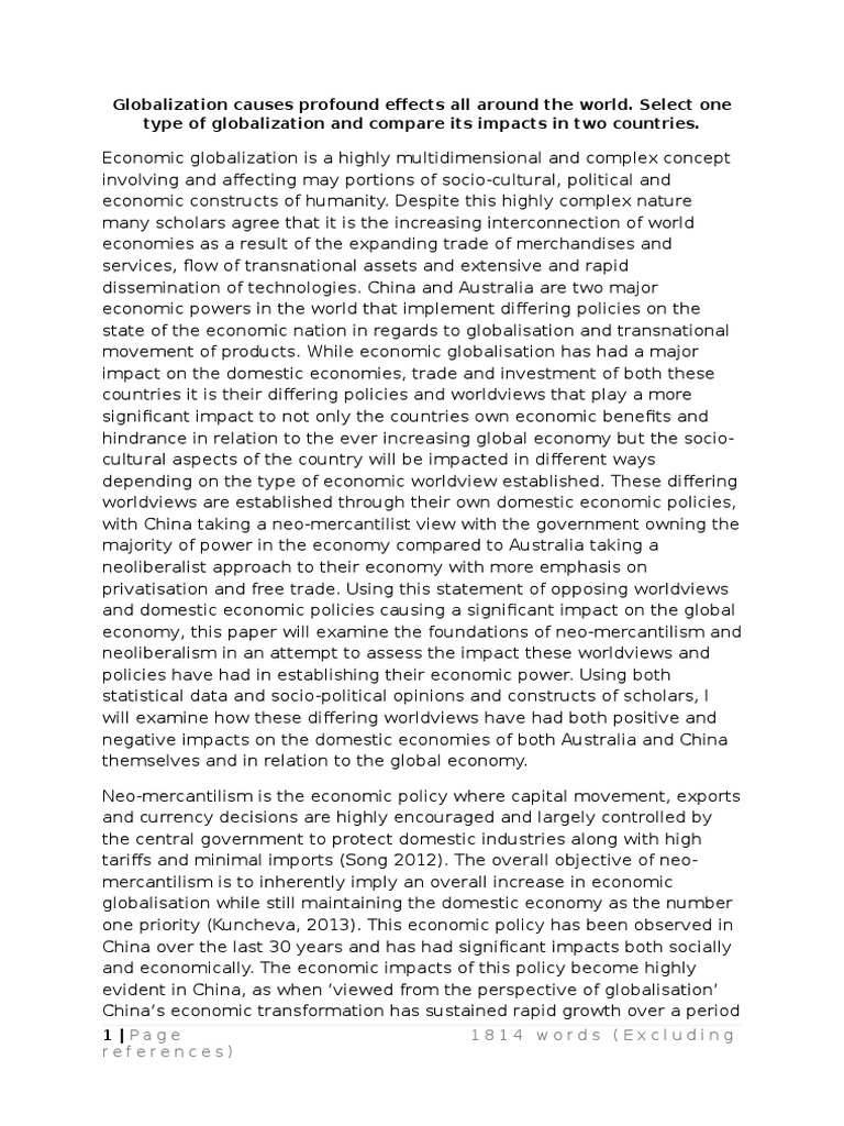 Effects of Globalisation | PDF | Globalization | Economic Globalization