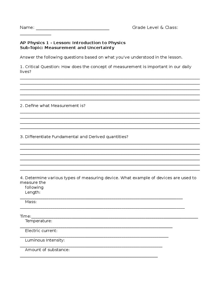 AP Physics 1: Measurement Basics | PDF