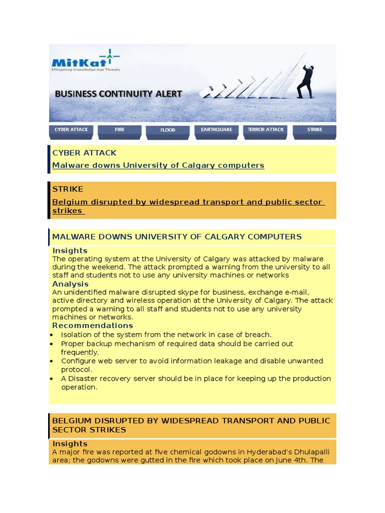 Cyber Attack Malware Downs University of Calgary Computers: Strike | PDF