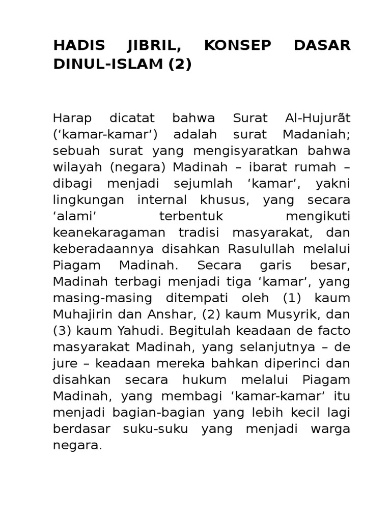 Hadis Jibril, Konsep Dasar Dinul-Islam | PDF