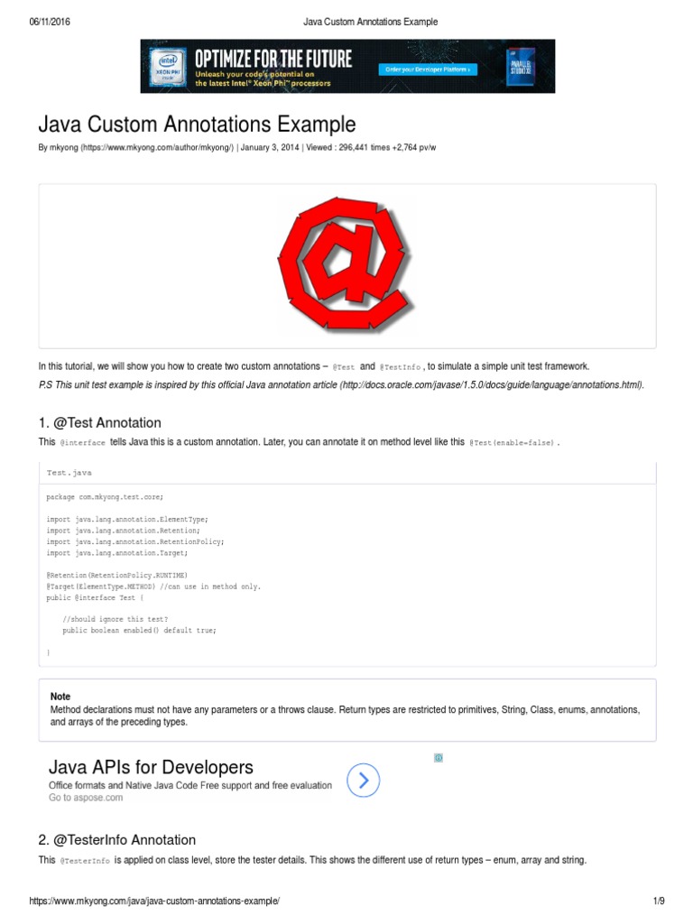 Java Custom Annotations Example | PDF | Java (Programming Language ...
