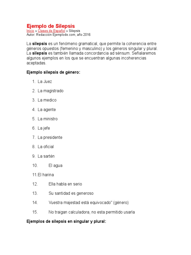 Ejemplo de Silepsis | PDF