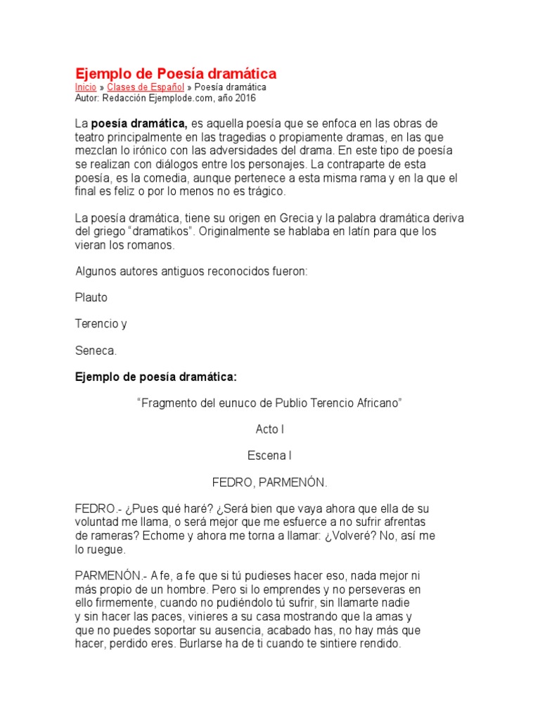 Ejemplo de Poesía Dramática | PDF