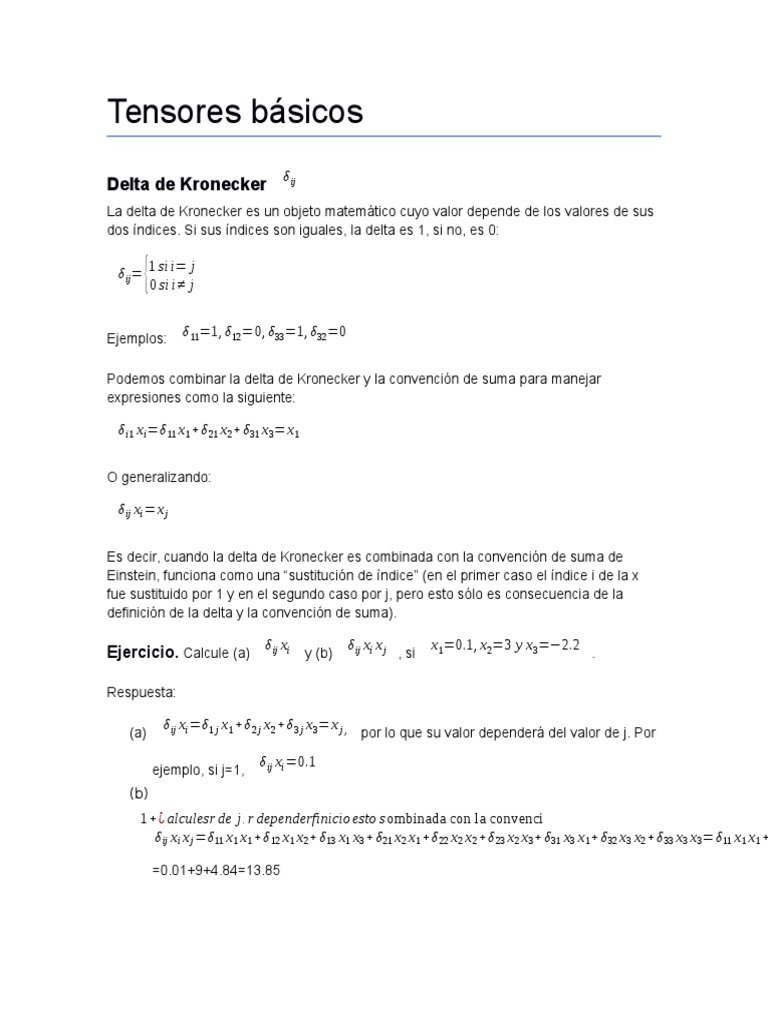 Introducción a los tensores básicos: delta de Kronecker y épsilon de ...