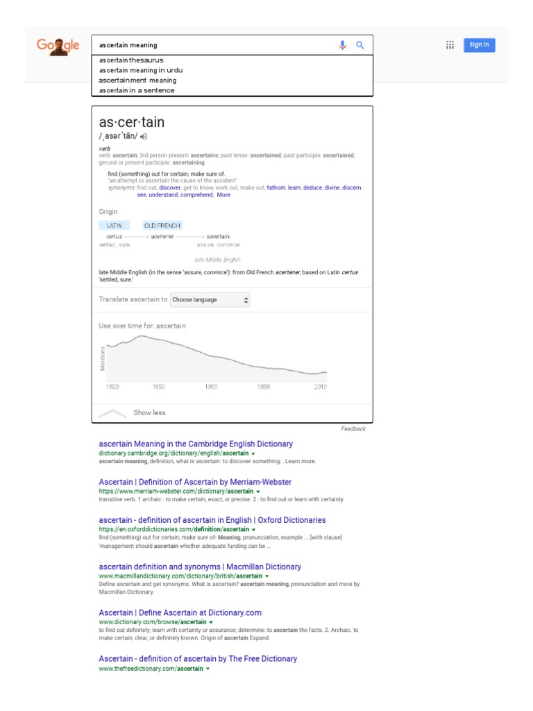Ascertain Meaning | PDF | Dictionary | Verb