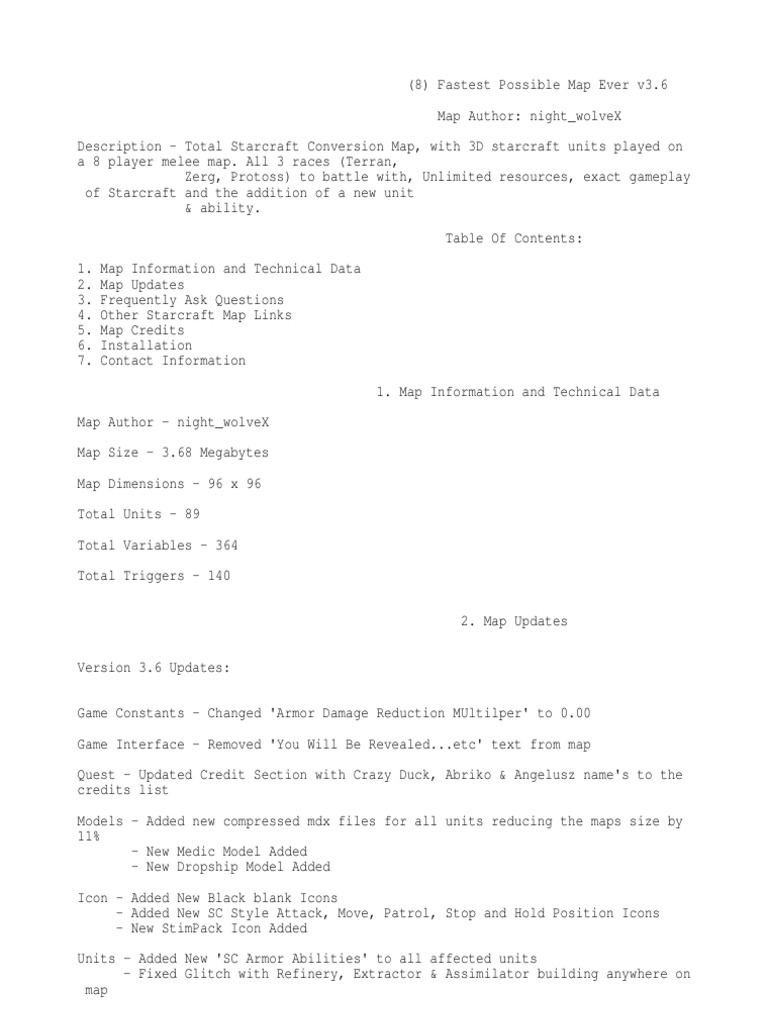 Fastest Possible Map Ever v3.6 Readme | PDF | Blizzard Entertainment ...