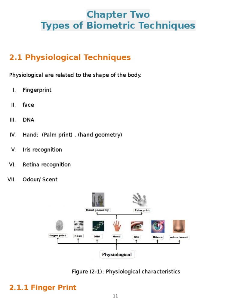 Chapter Two Types of Biometric Techniques | PDF | Biometrics | Fingerprint