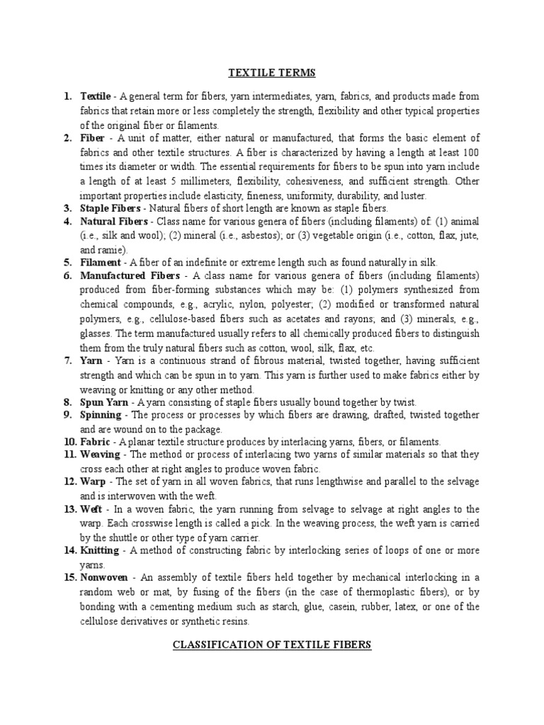 Textile Basics Notes | PDF | Fibers | Polyester