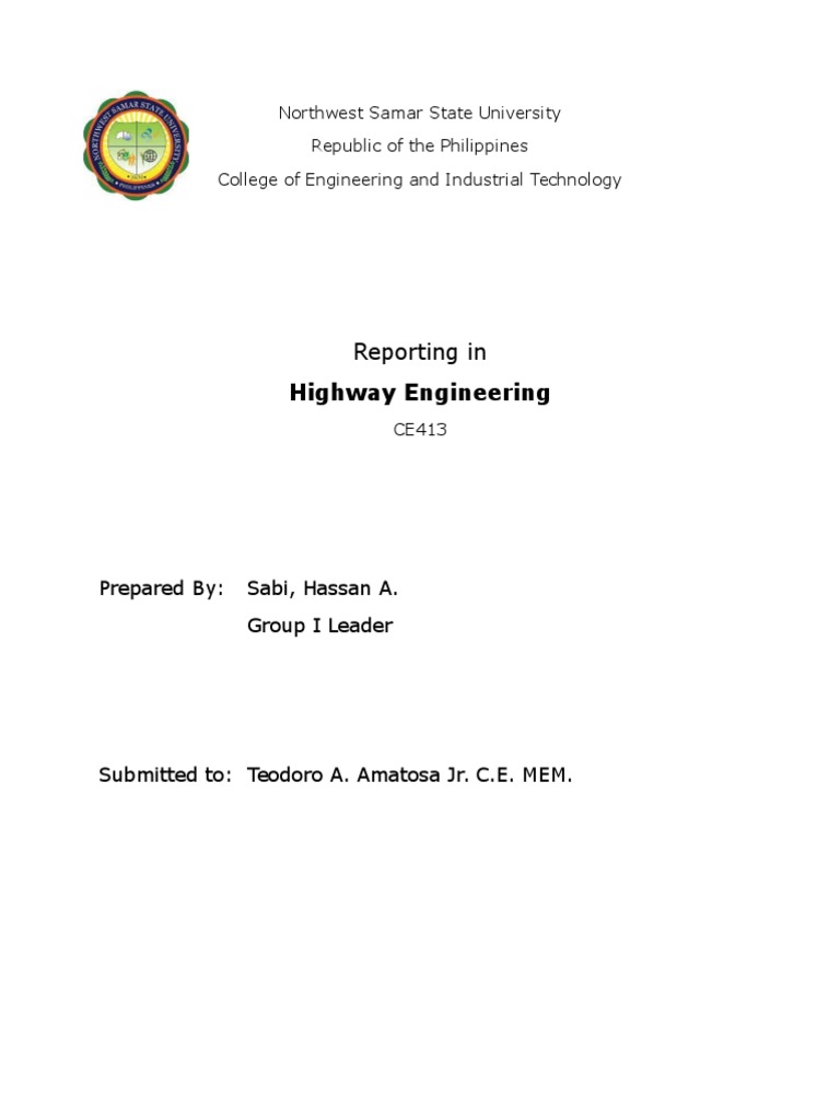 Highway Engineering: Reporting in | PDF | Technology & Engineering