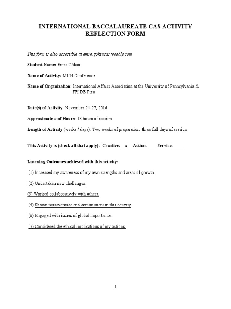 Cas Reflection Form Peru | PDF | Cognition | Languages