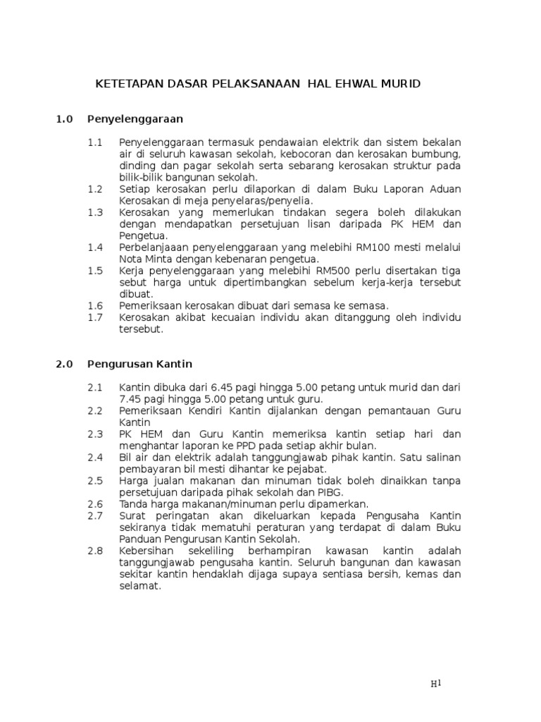 Ketetapan Dasar Unit Hem | PDF