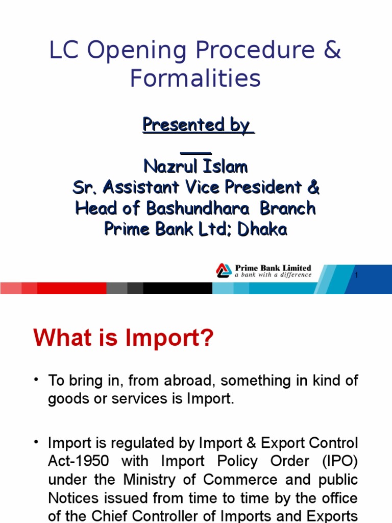 LC Opening Procedure & Formalities | PDF | Letter Of Credit | Credit ...