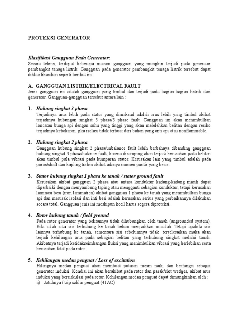 Relay Proteksi Generator | PDF