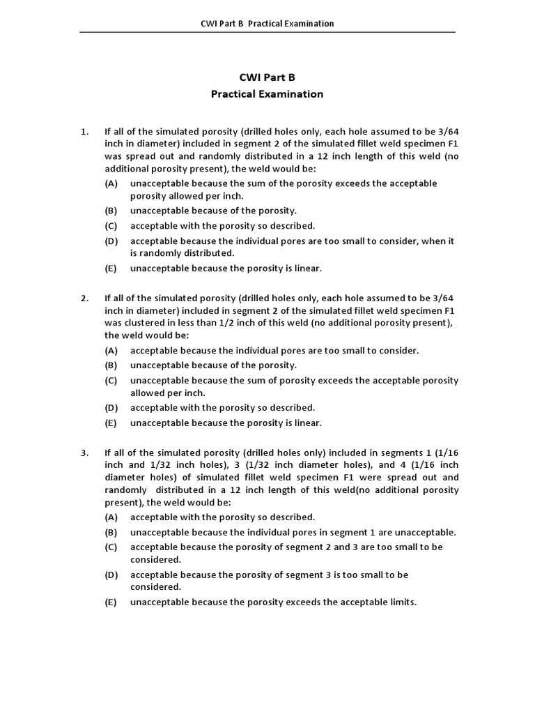 CWI Part B Practical Examination 0 | Welding | Ultimate Tensile Strength