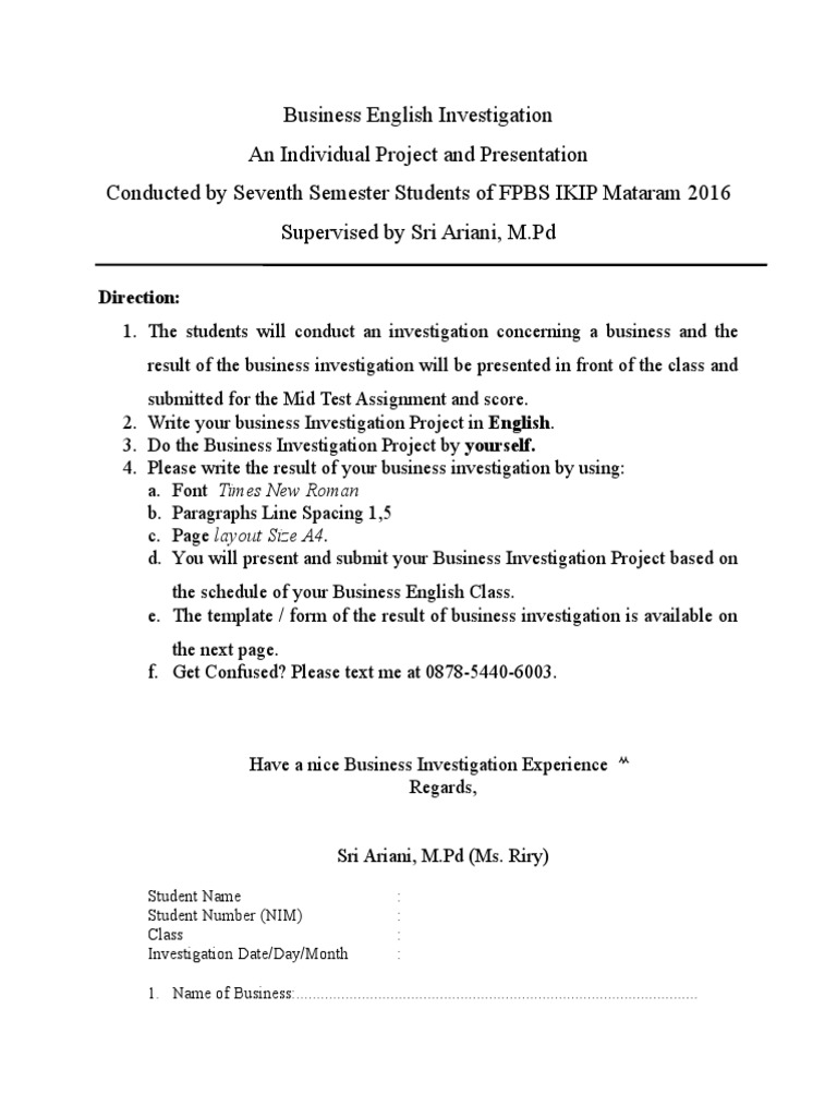 Business English Investigation | PDF