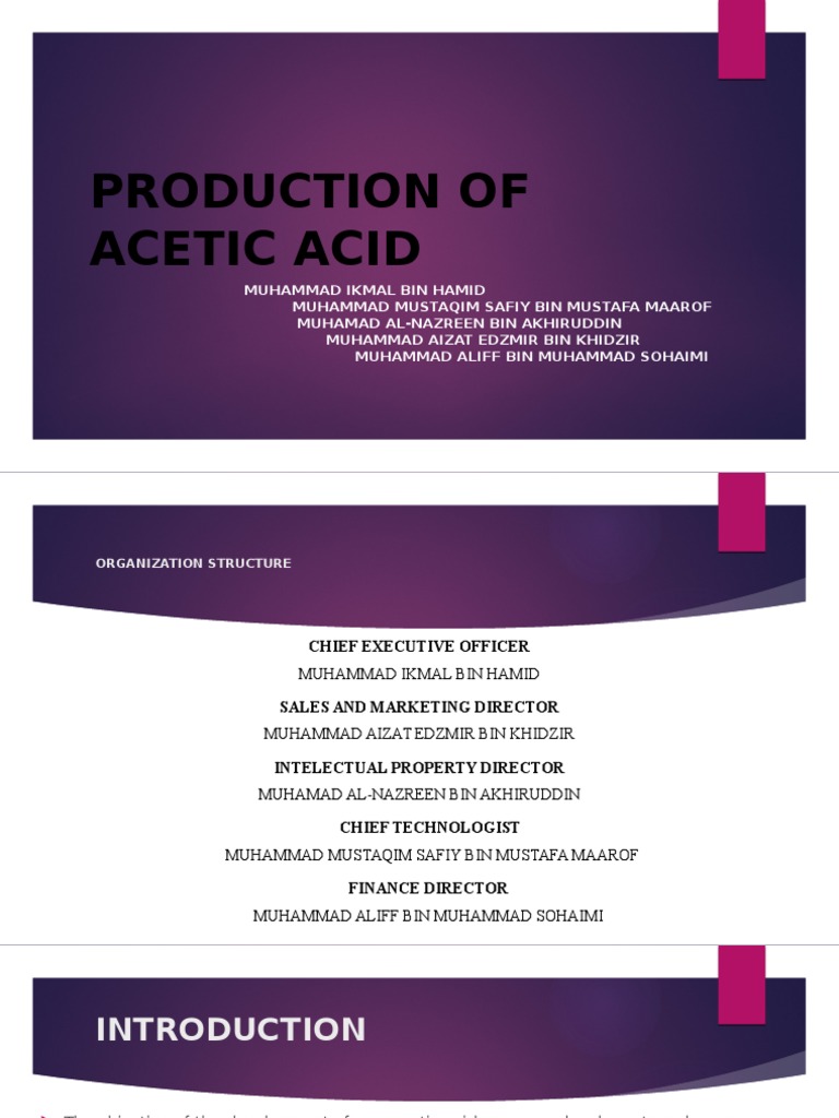 Acetic Acid Production Process Overview | PDF | Home & Garden | Science ...