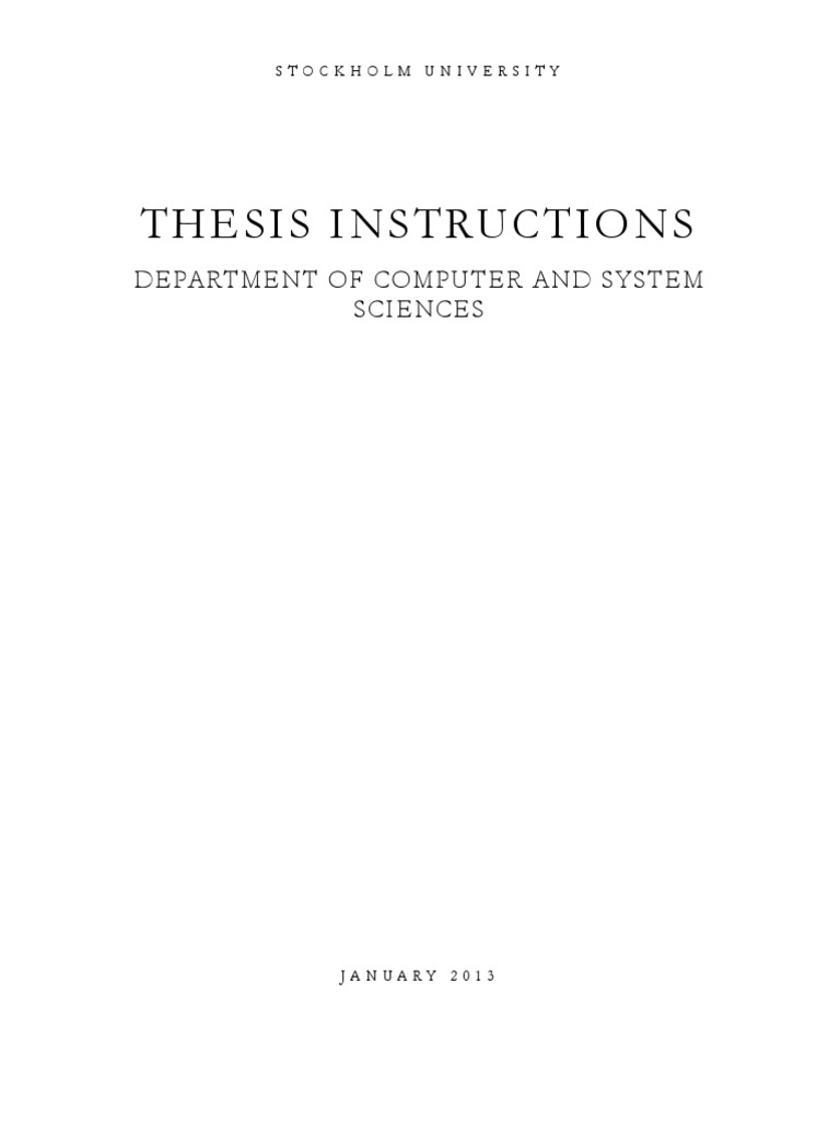 Thesis Instructions: Department of Computer and System Sciences | PDF ...