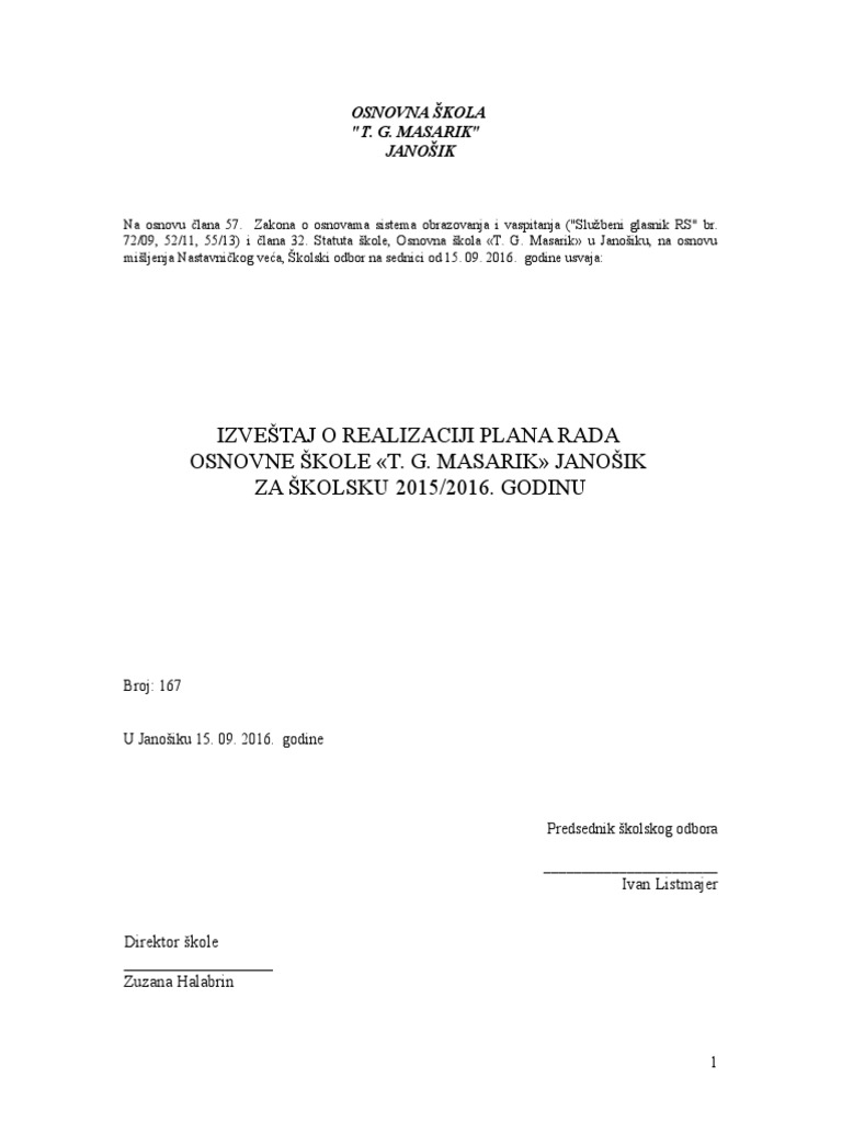 Izvestaj o Radu | PDF